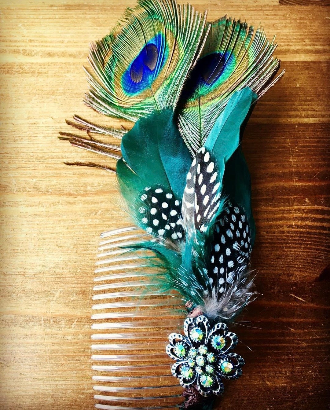 Peacock Feather Hair Comb - Etsy