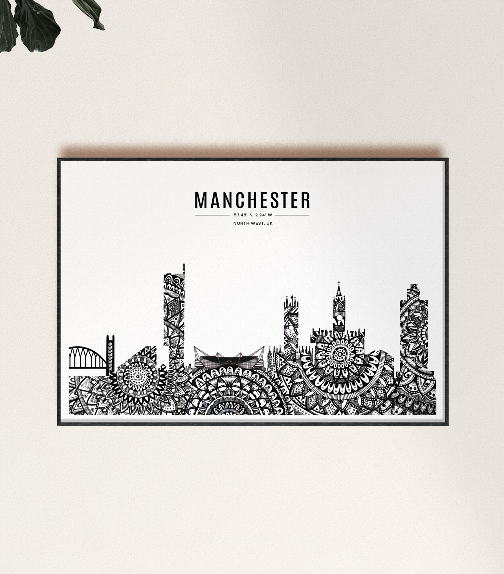 MANCHESTER SKYLINE PRINT, Manchester Mandala, Mandala Skyline, A3 420mm ...