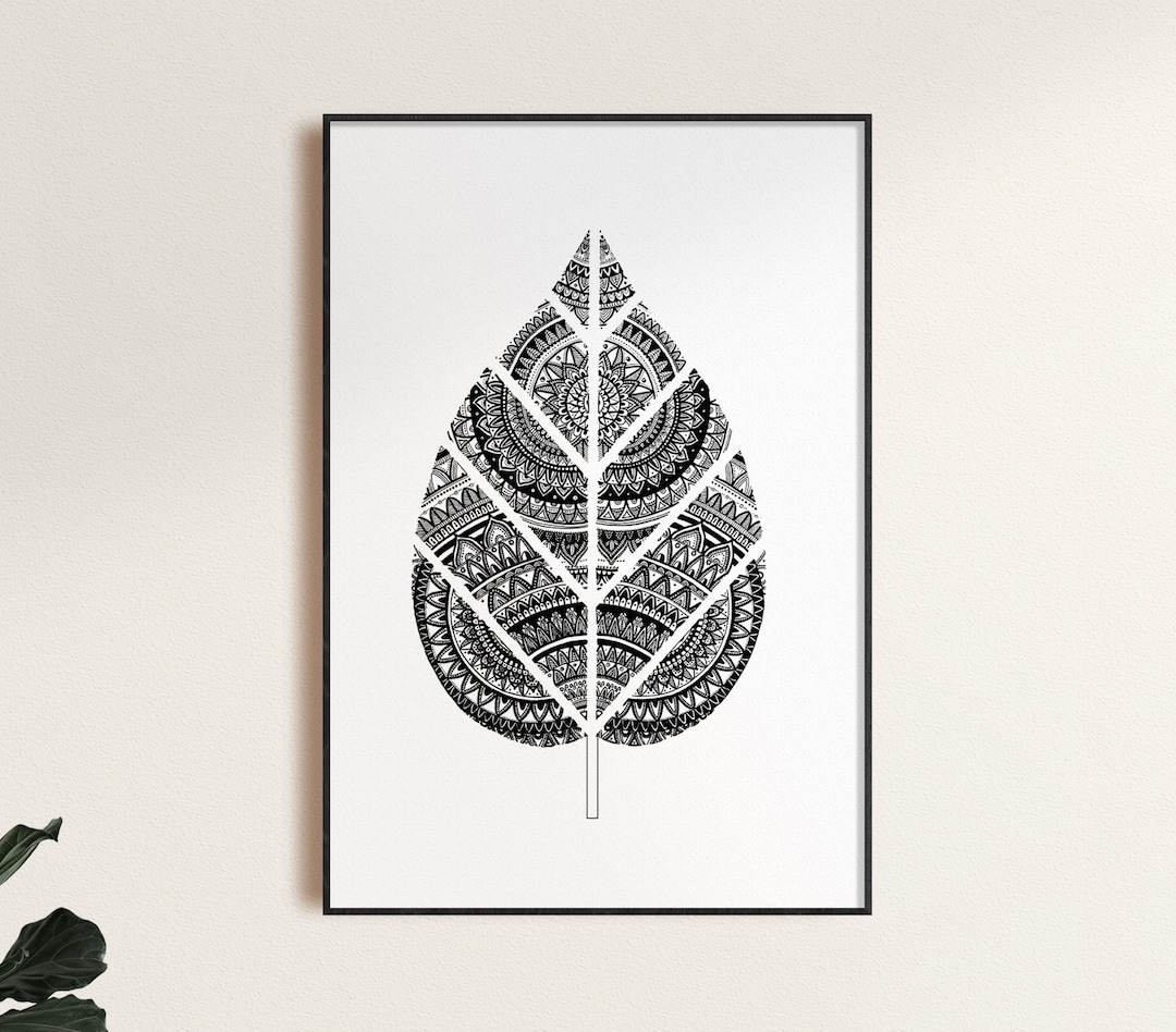 A3 MANDALA LEAF PRINT, A3 Print, Art Print, Mandala Art, A3 420mm X ...