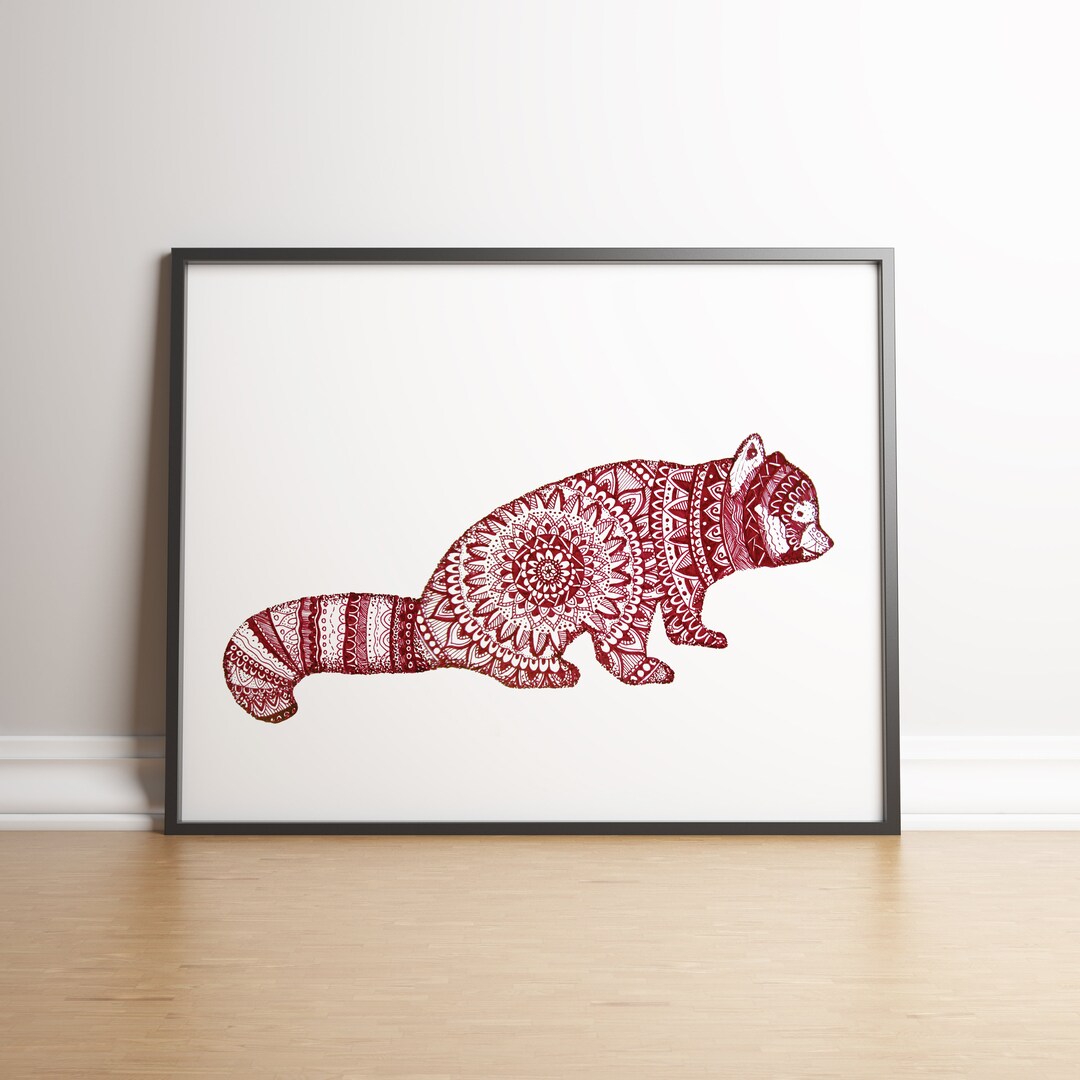 PANDA MANDALA PRINT, A4 Art Print, Mandala Art, Red Panda Art, A4 297mm ...