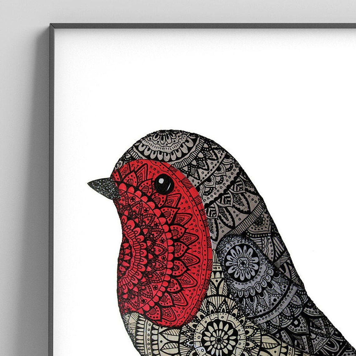 ROBIN MANDALA PRINT, A4/A3 Art Print, Mandala Art, Robin Art, A4 297mm ...
