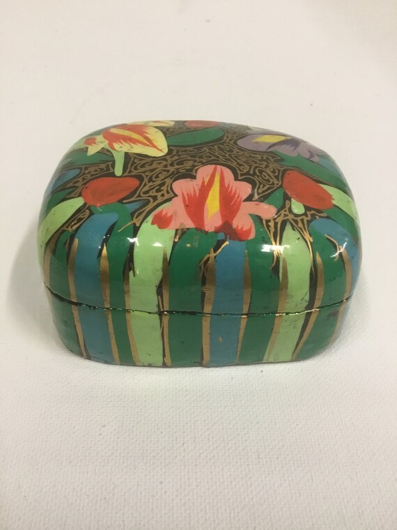Handmade, handpainted, wood trinket box - Gem