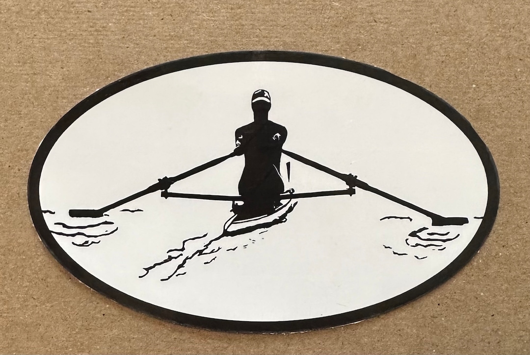 SINGLE SCULL Rowing Crew Decal Sticker, White With Black Graphic, 5"x3 ...