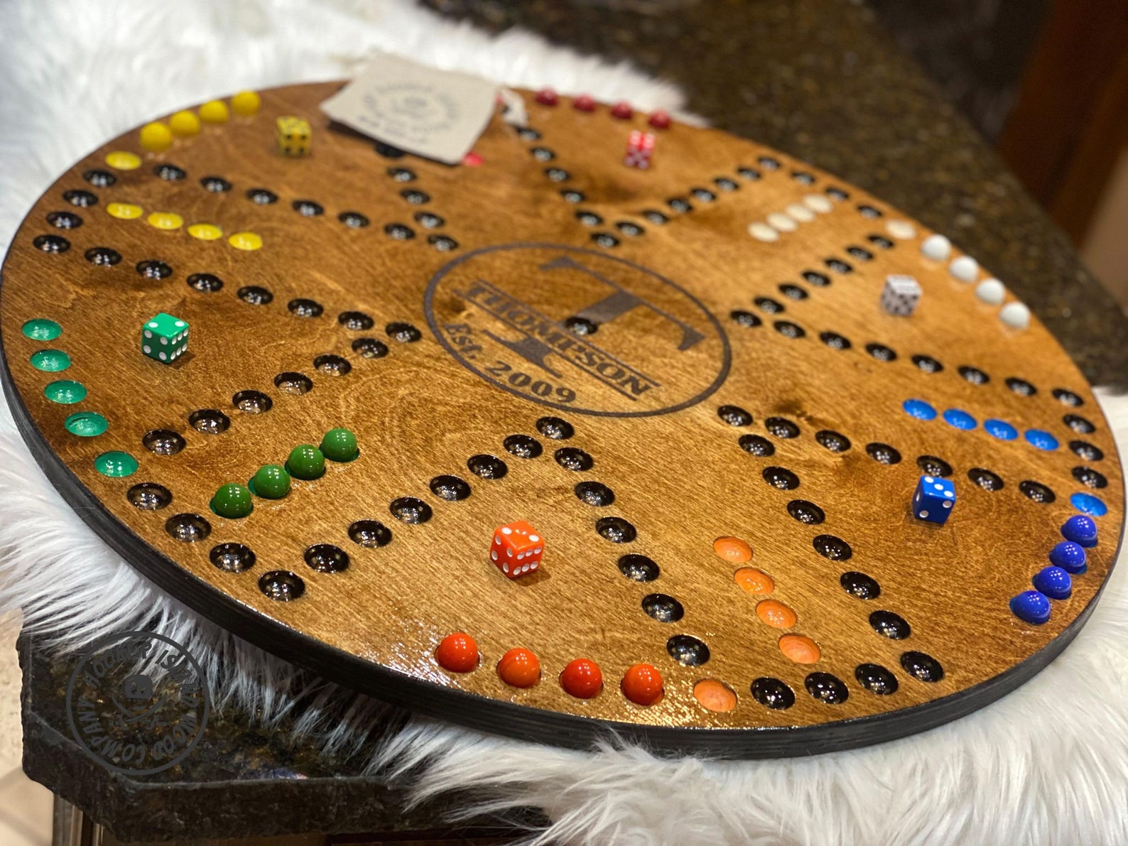 Wooden Carbles Board Game With Dice and Marbles Free - Etsy