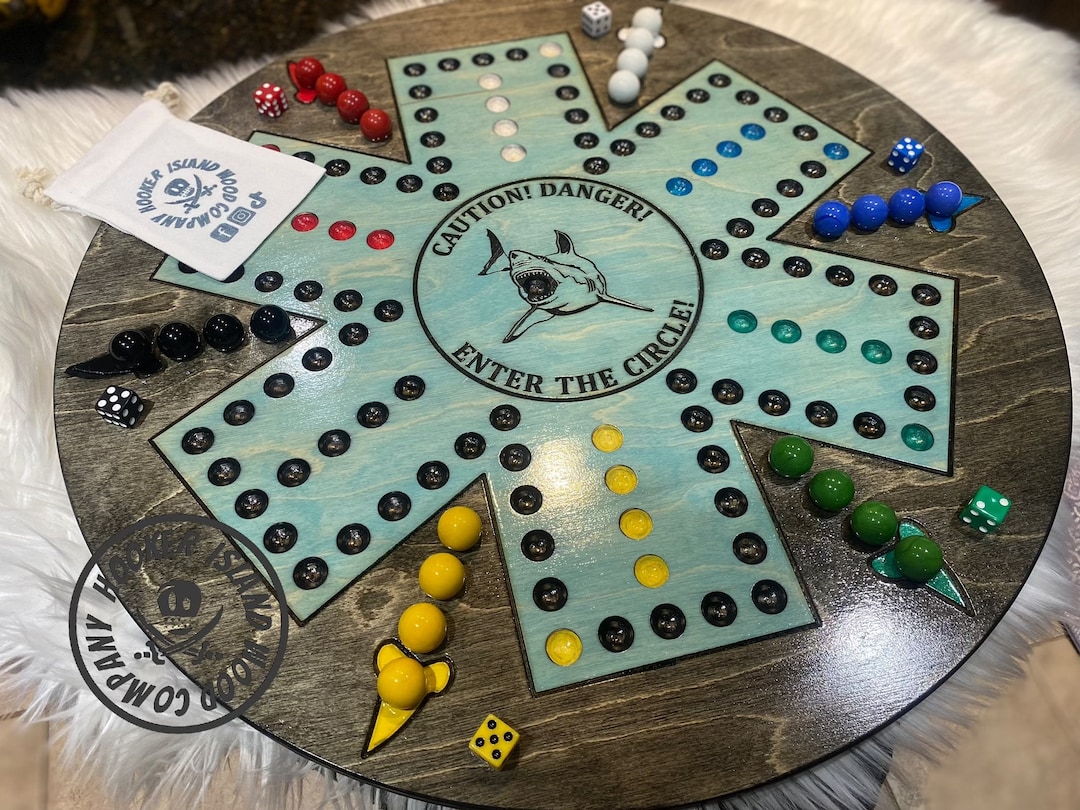 Round Wooden Wahoo Board Game With Dice and Marbles, Free ...