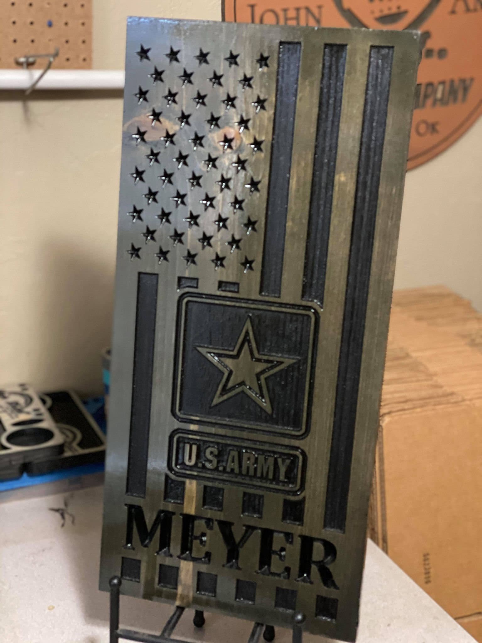 US Army Wood Flag Wood American Flag with Name Wooden US | Etsy