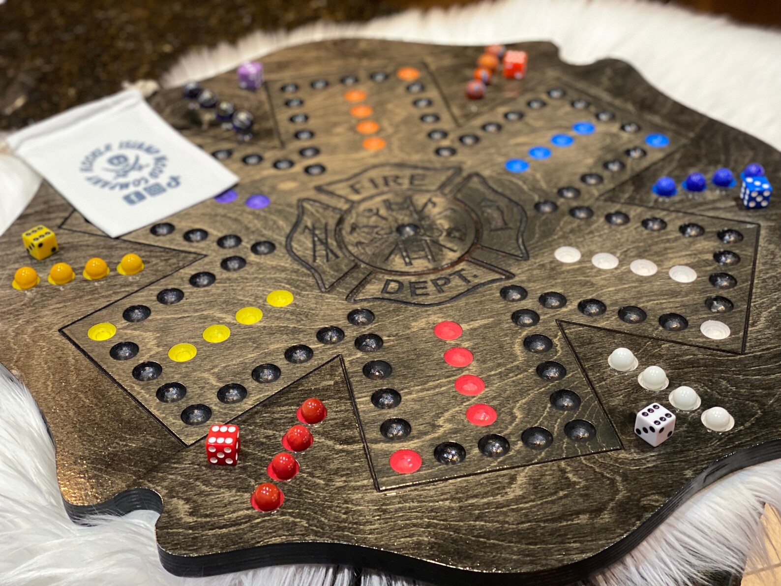 Firefighter's Wooden Wahoo Board Game With Dice and Marbles, Free ...