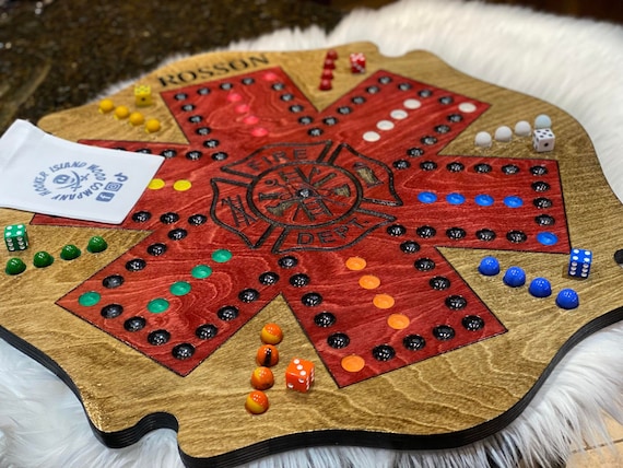 Firefighter's Wooden Wahoo Board Game With Dice and - Etsy
