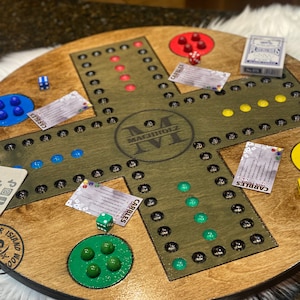 Wooden Carbles Board Game With Dice and Marbles, Free Personalization ...