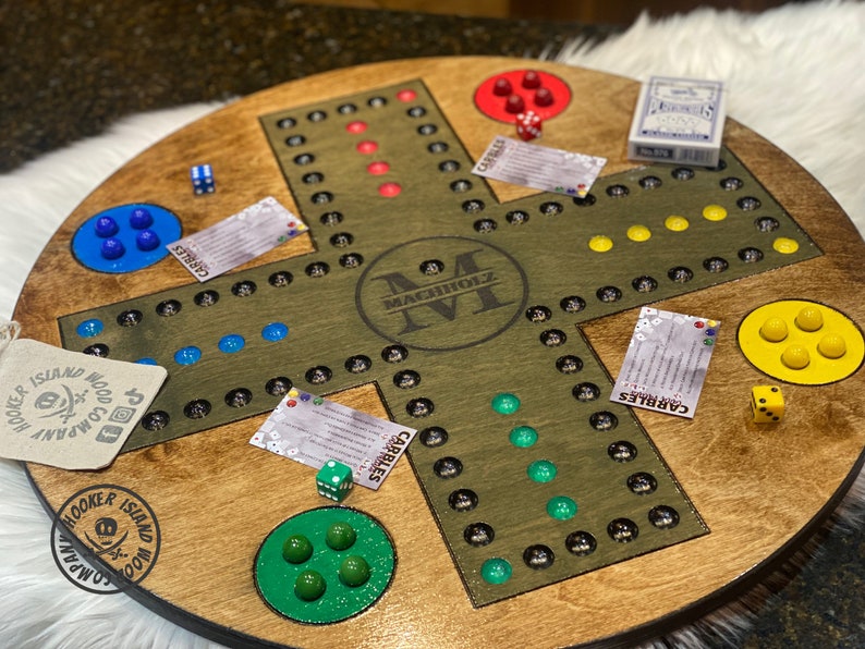 Wooden Carbles Board Game With Dice and Marbles Free - Etsy