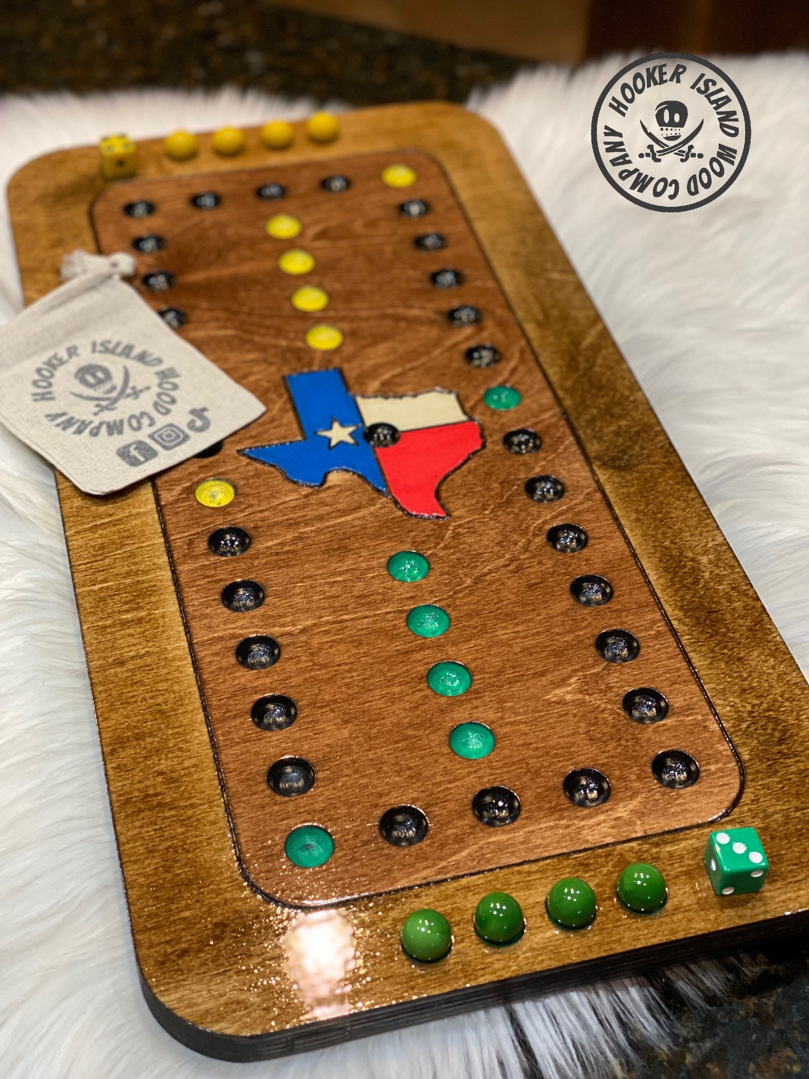 Texas Edition Wooden Wahoo Board Game With Dice and Marbles - Etsy