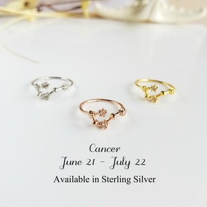 Zodiac Ring Cancer Gift for Her Crystal Ring Zodiac Sign | Etsy