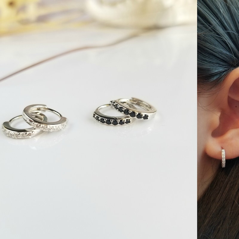 Black Hoop Earrings - Etsy