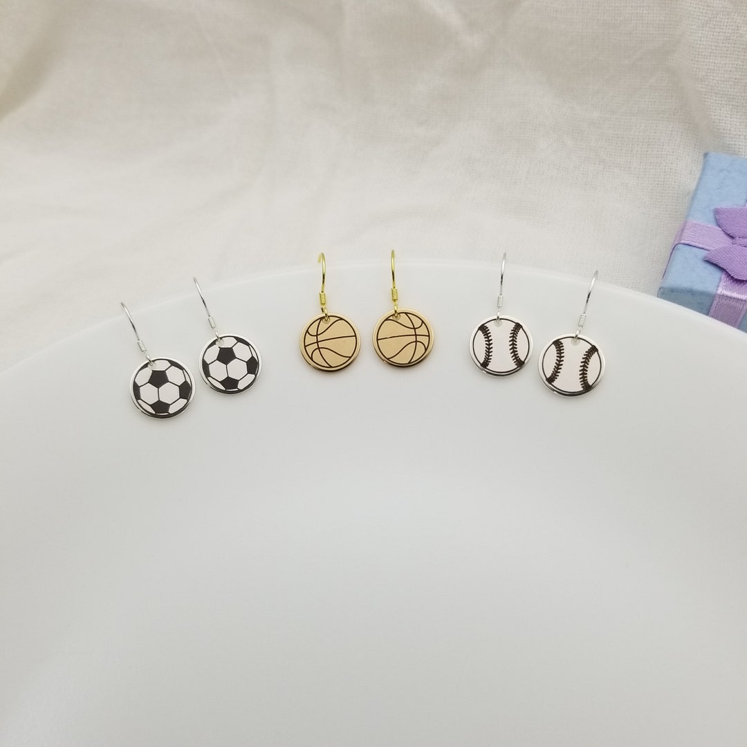 Custom Baseball Soccer Basketball Softball Earrings With Name, Dangle ...