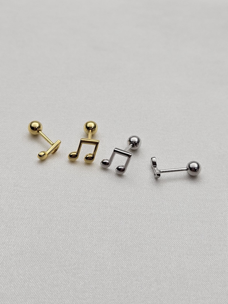 Small Musical Notes Earrings Studs in Sterling Silver | Musical Symbol ...