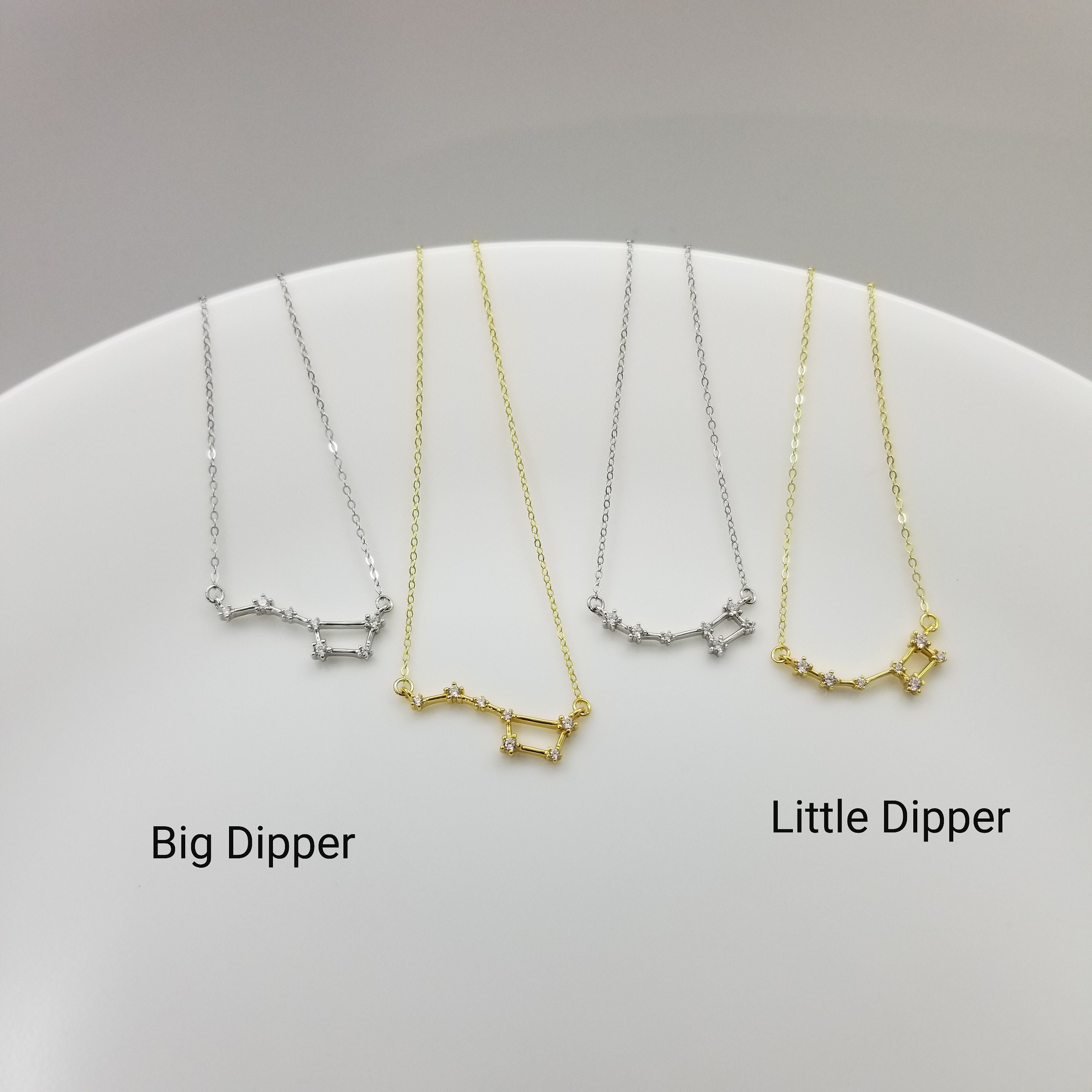 Big Dipper Little Dipper Necklace in Solid Sterling Silver Cubic ...