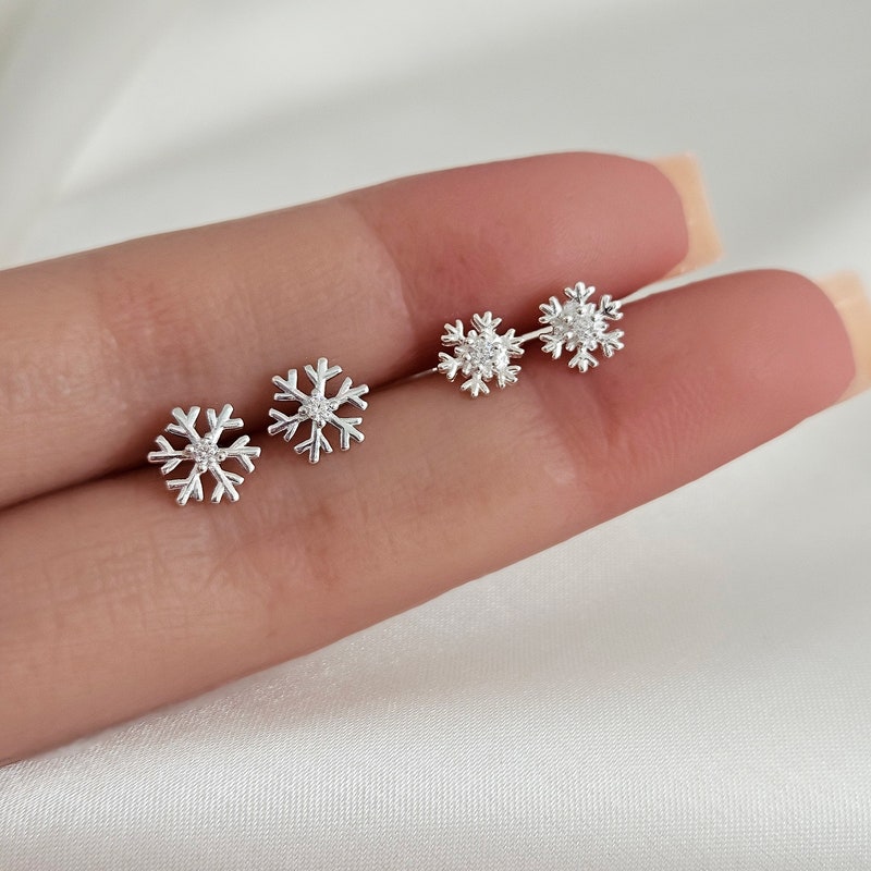 Snowflake Earrings Stud - Etsy