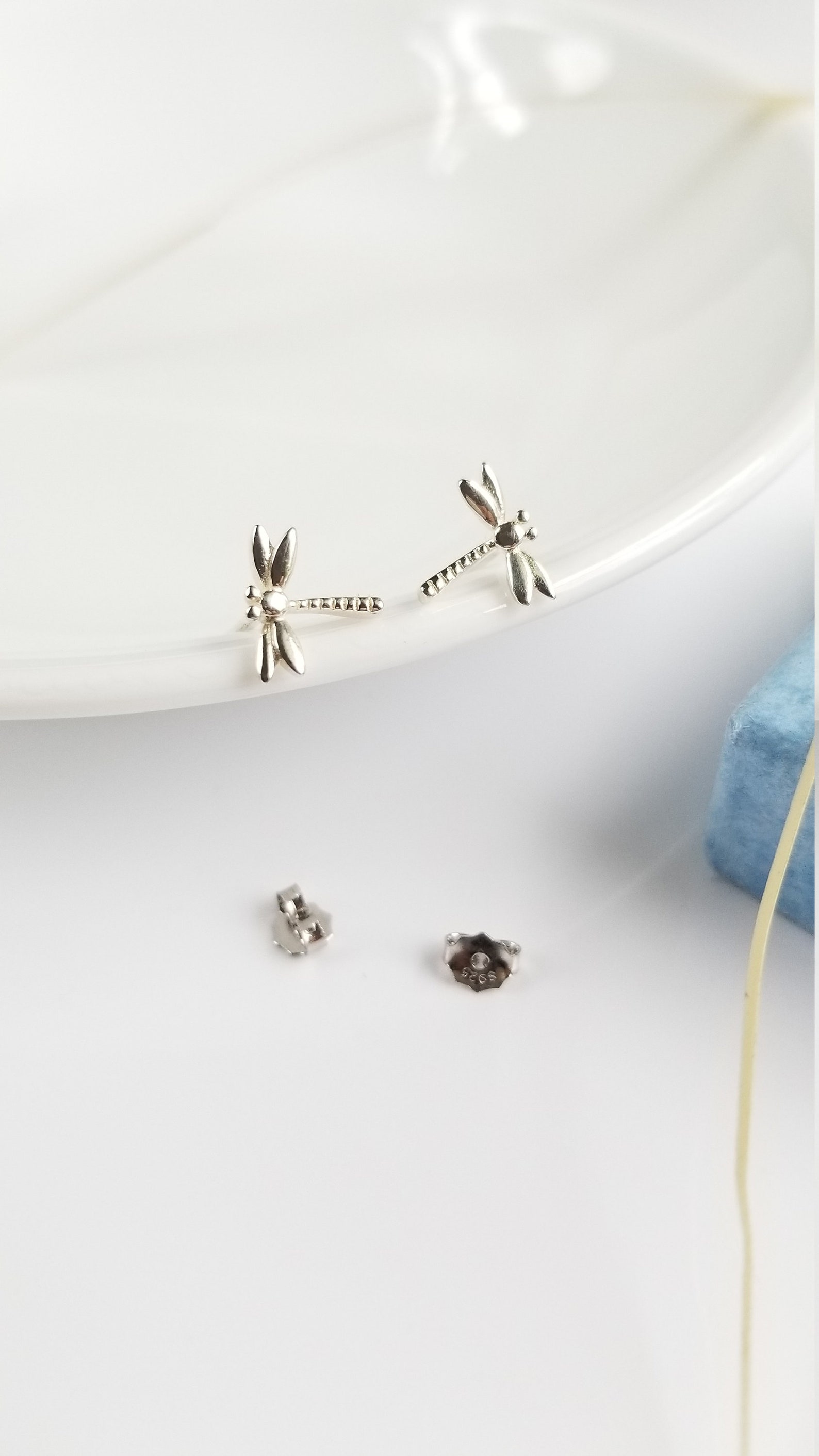 Sterling Silver Dragonfly Earrings Tiny Stud Earrings Sterling - Etsy