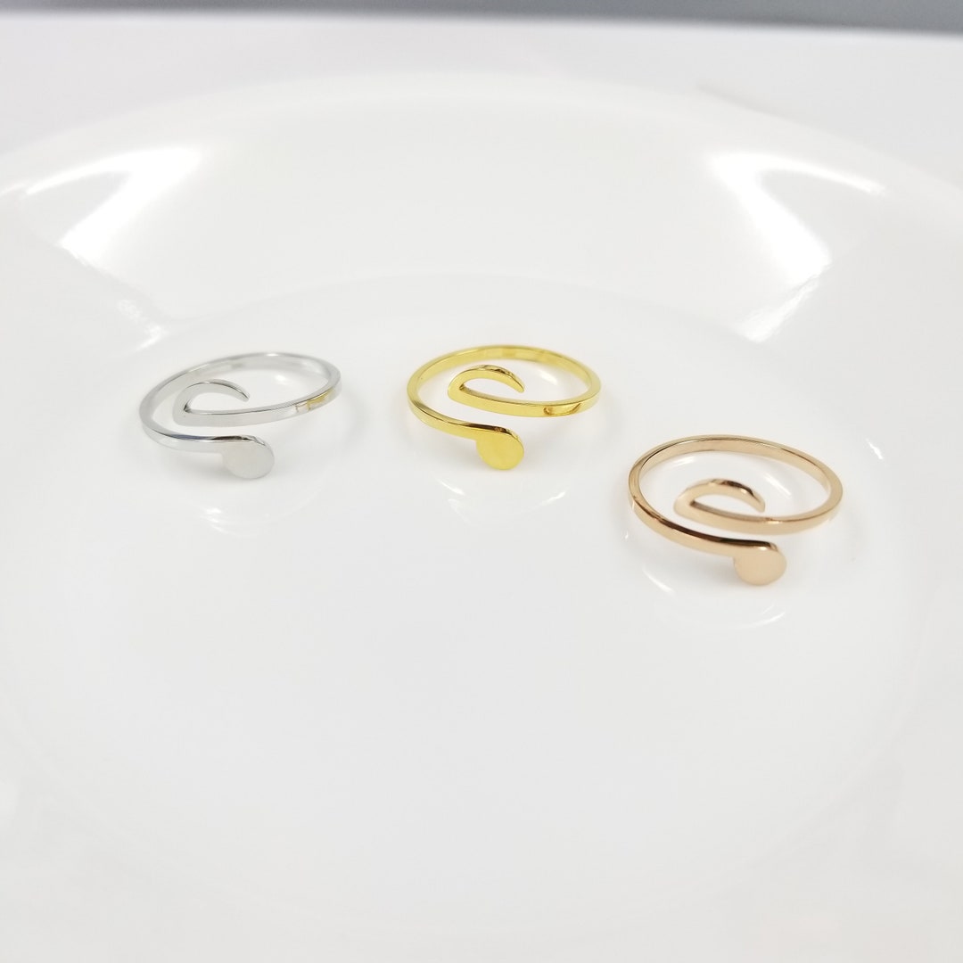 Adjustable Musical Notes Ring in Gold Rose Gold and Stainless Steel ...