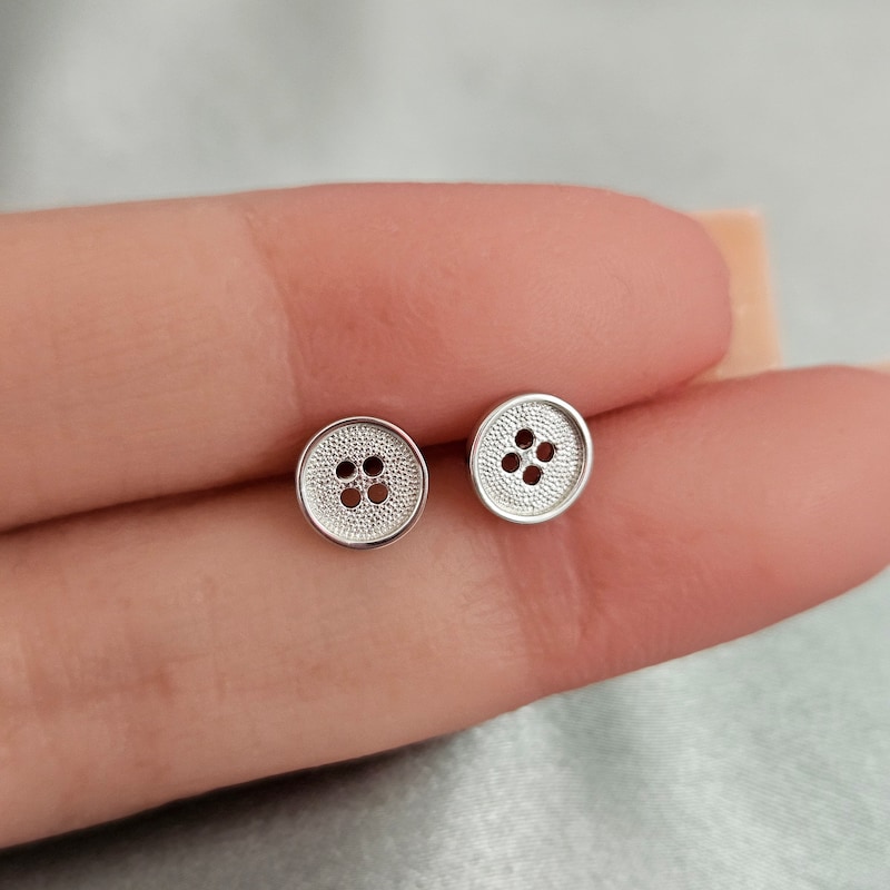 Gold Button Earrings - Etsy