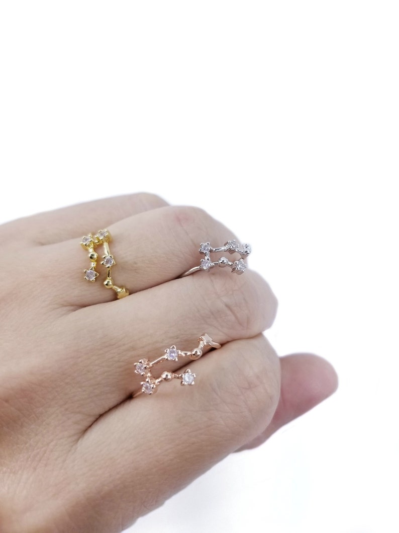 Gemini Ring Sterling Silver Zodiac Ring Celestial Horoscope | Etsy