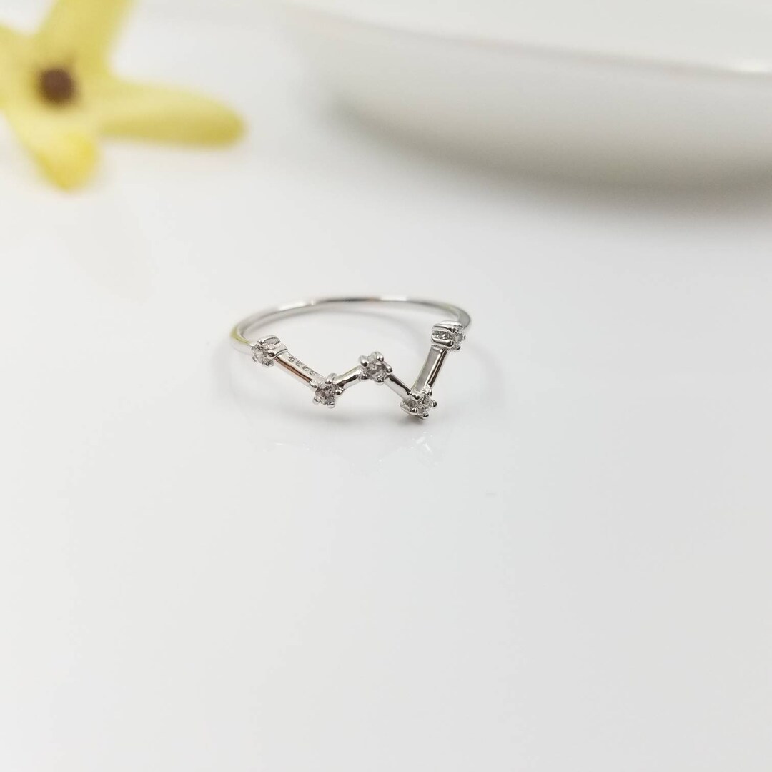 Cassiopeia Ring in Solid Sterling Silver, Dainty Constellation Ring ...