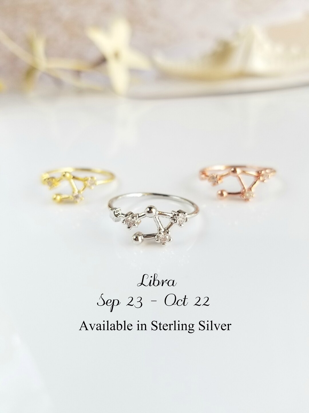 Libra Ring Zodiac Ring Libra Birthday Jewelry Zodiac Jewelry - Etsy