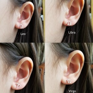 Zodiac Earrings Sterling Silver Zodiac Earrings Studs, Minimalist ...