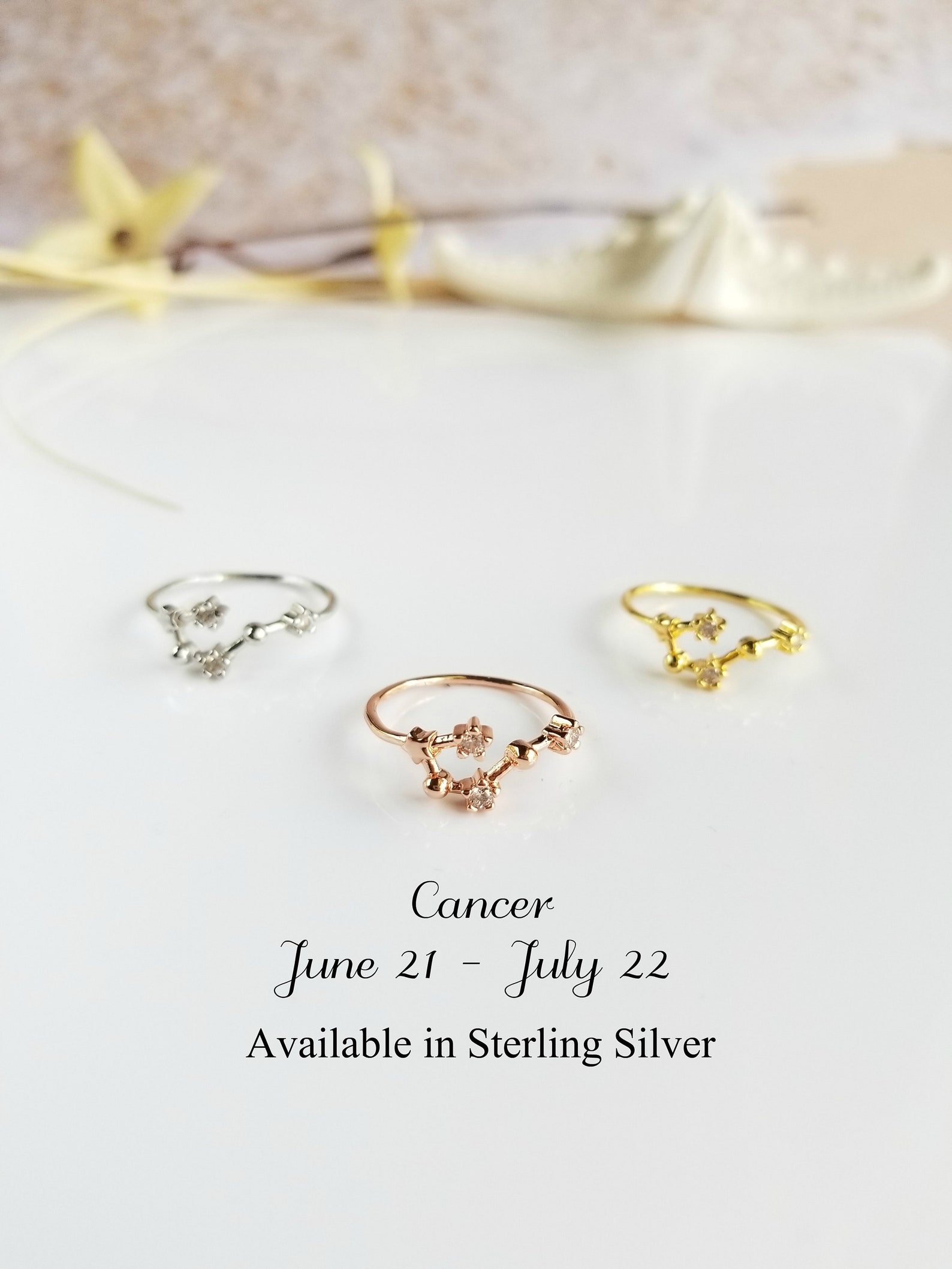 Zodiac Ring Cancer Gift for Her Crystal Ring Zodiac Sign - Etsy