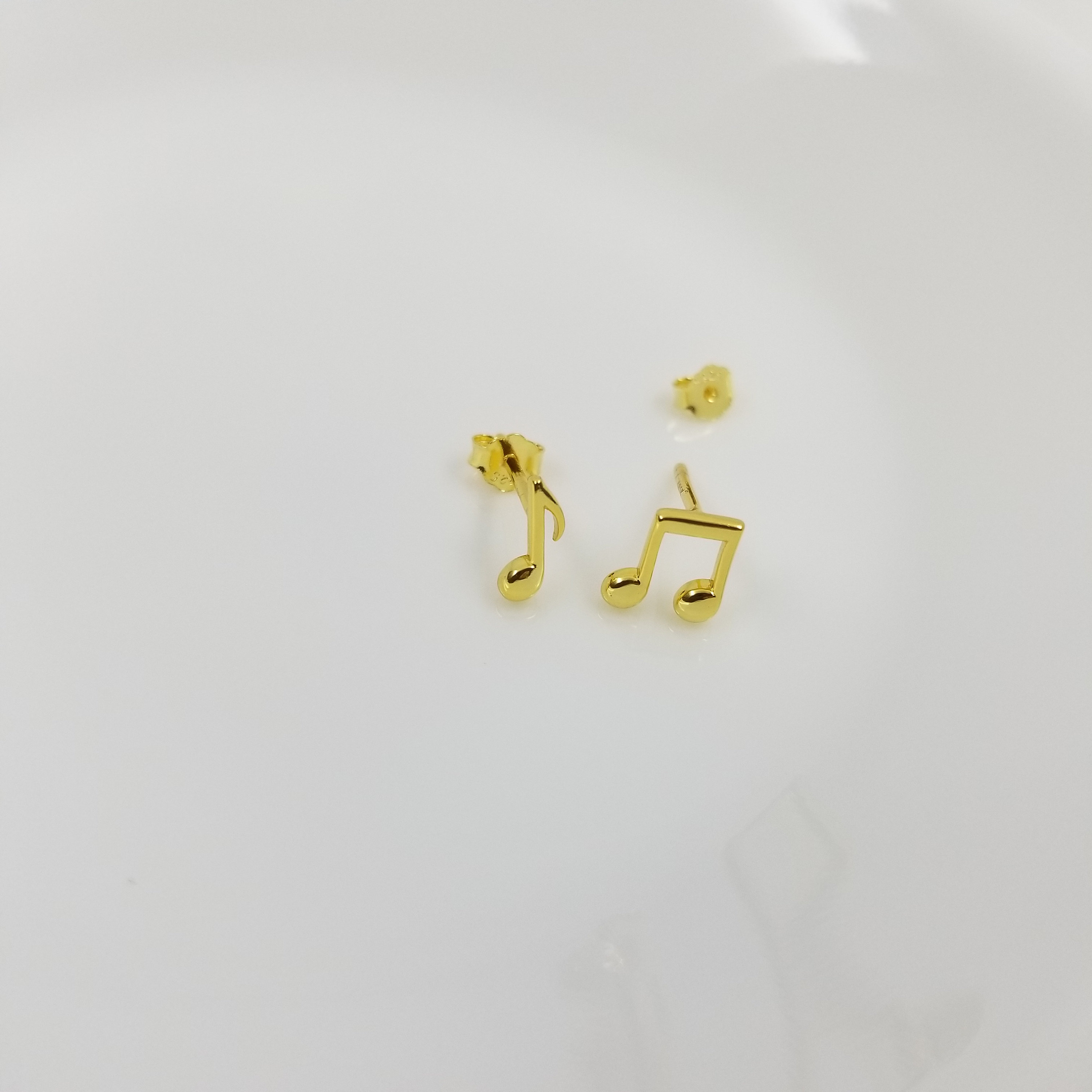 Musical Notes Earring Studs Sterling Silver, Tiny Stud Earrings ...