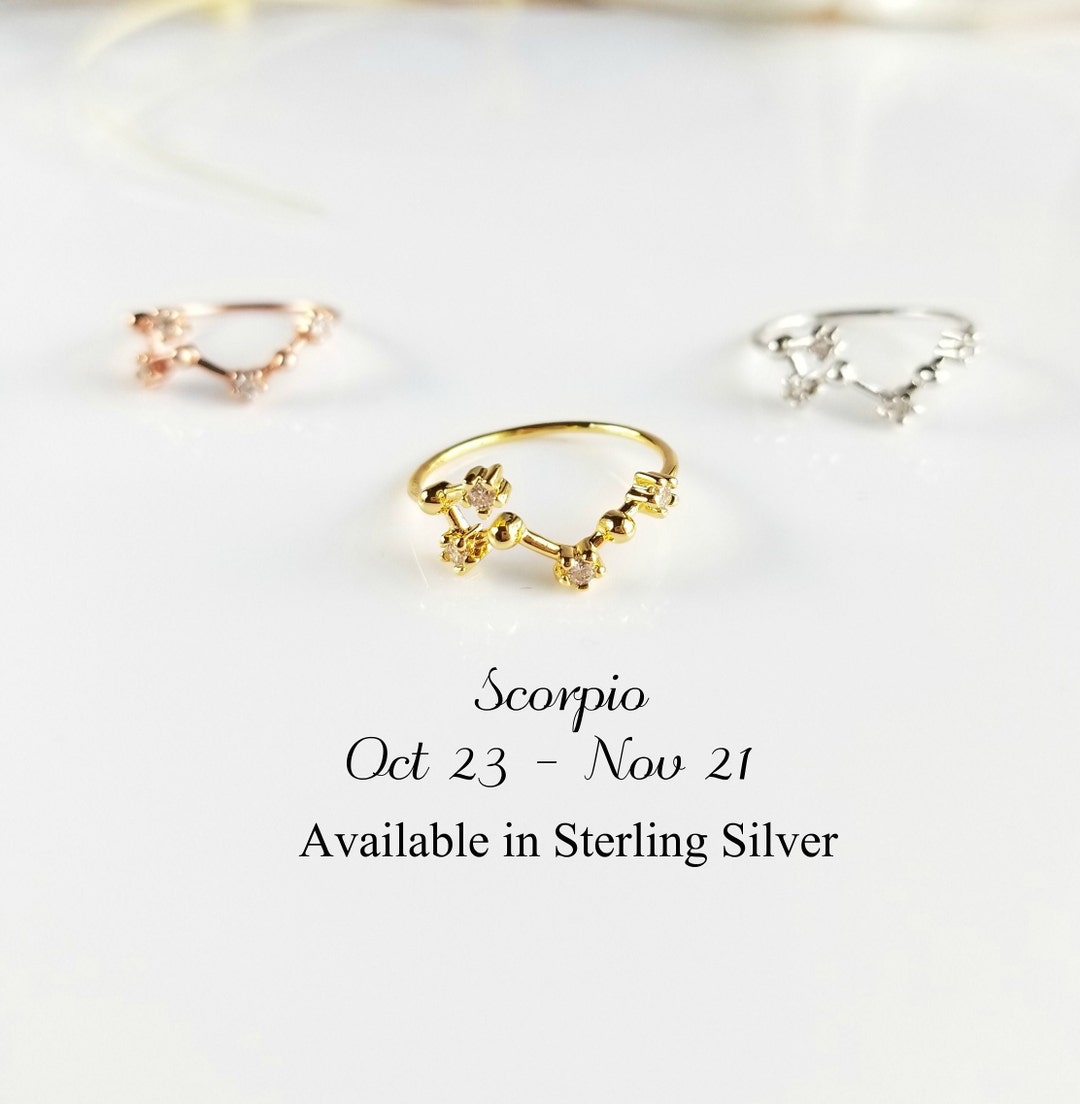 Scorpio Constellation Ring With Sparkle CZ Crystals in Sterling Silver ...
