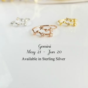 Gemini Ring Sterling Silver Zodiac Ring Celestial Horoscope ...