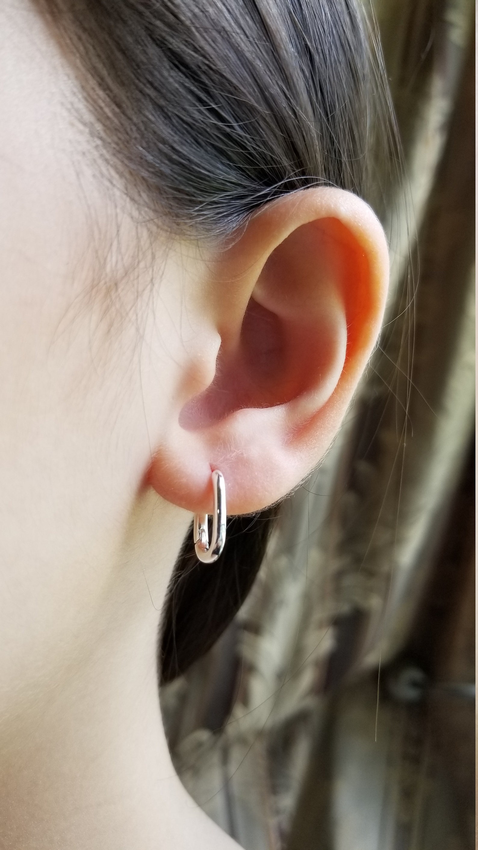 Rounded Rectangle Hoop Earrings in Solid Sterling Silver | Etsy