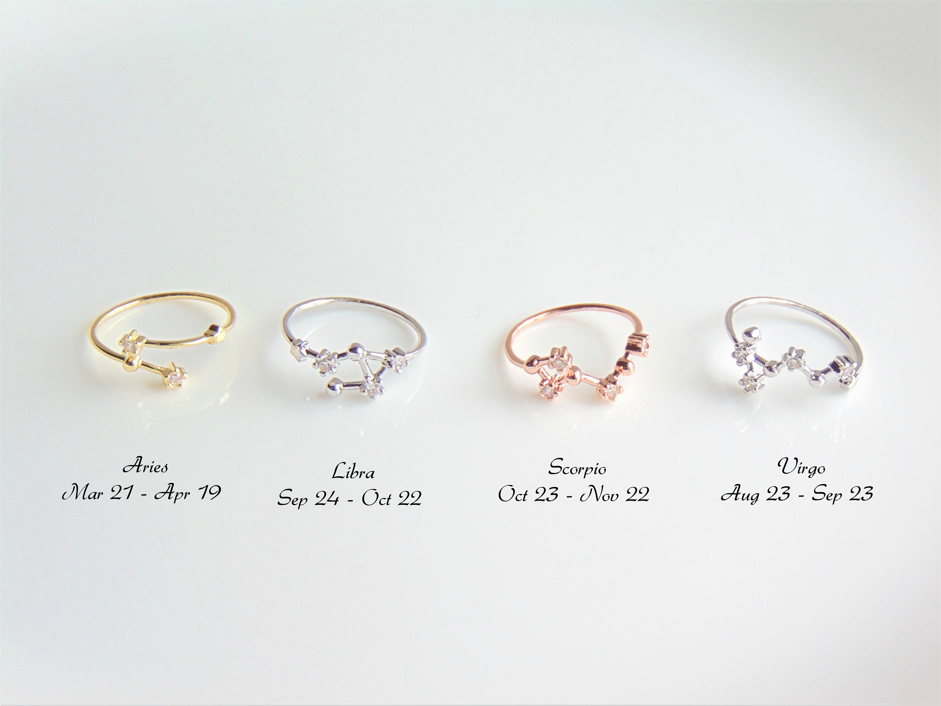 Constellation Ring Sterling Silver Zodiac Ring Sterling | Etsy