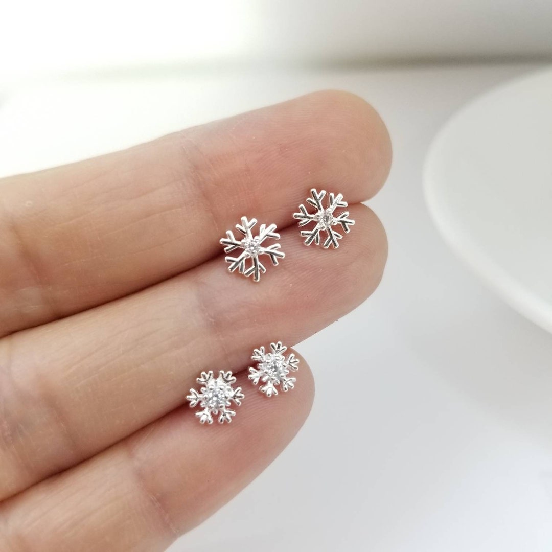 Sterling Silver Snowflake Earring Studs, Christmas Gift Stocking ...