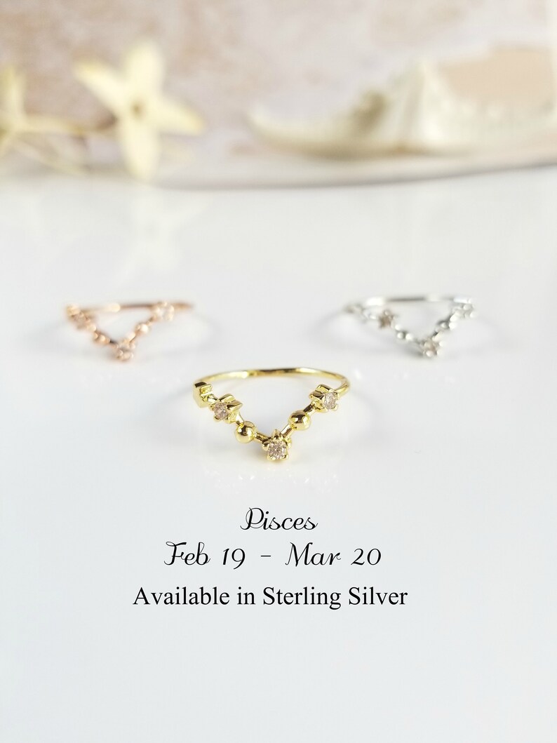 Pisces Ring Zodiac Jewelry Pisces Constellation Ring Birthday - Etsy