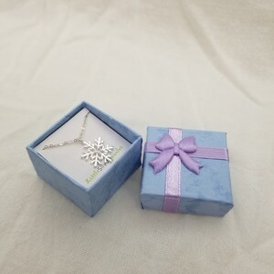 Dainty Snowflake Necklace With Sparkle Blue CZ Stone in Solid Sterling ...