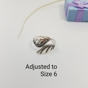 Adjustable Dragon Wing Ring in Solid Sterling Silver, Dragon Ring ...