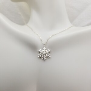 Snowflake Necklace in Solid Sterling Silver, Snowflake Pendant With CZ ...