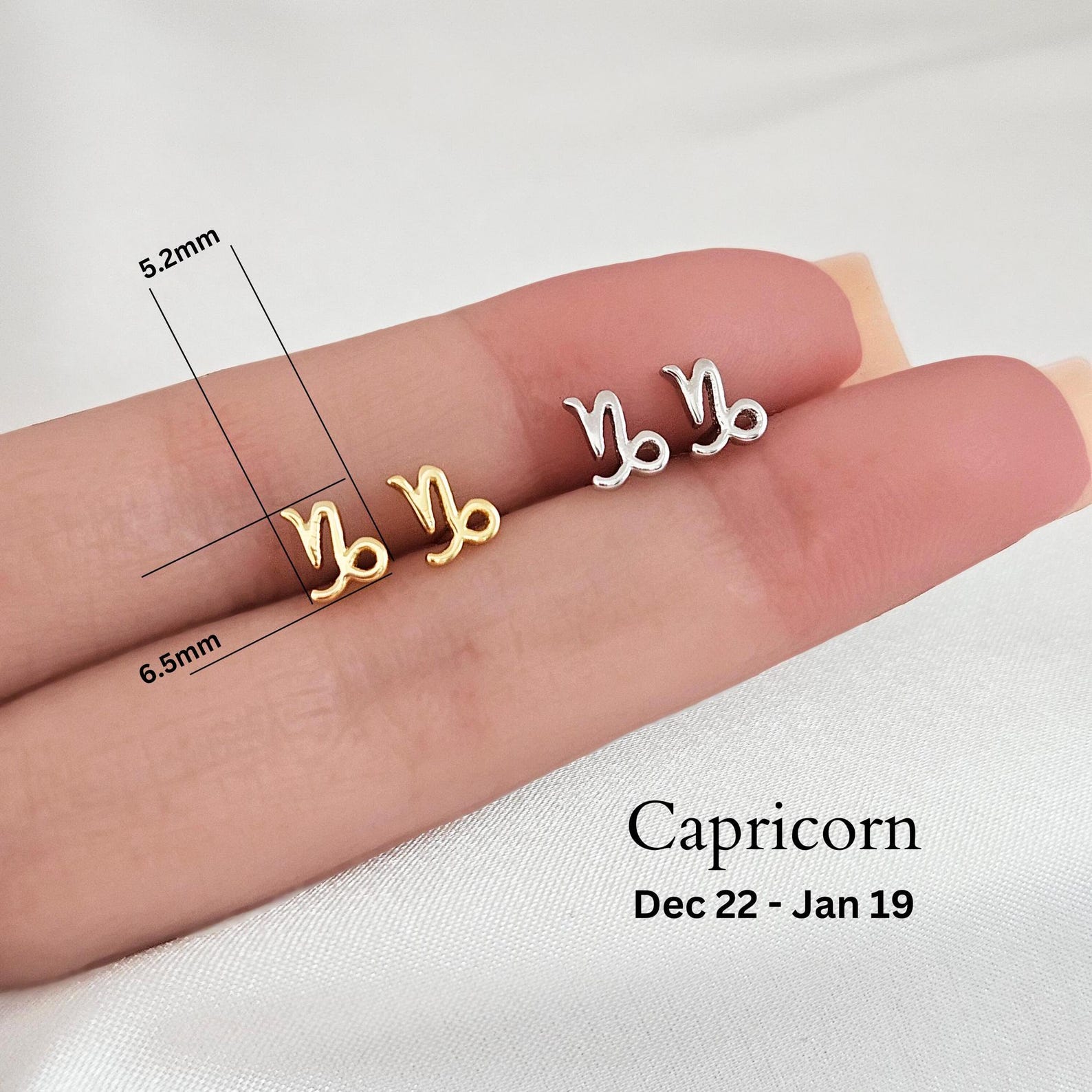 Zodiac Capricorn Earring Studs in Sterling Silver Celestial Jewelry ...