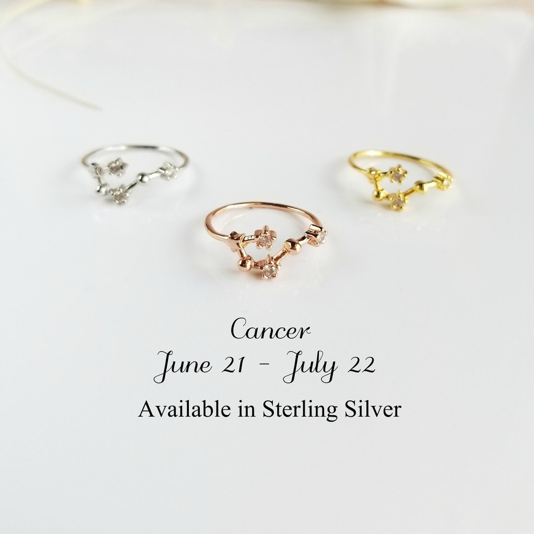 Zodiac Ring Cancer, Gift for Her, Crystal Ring, Zodiac Sign ...