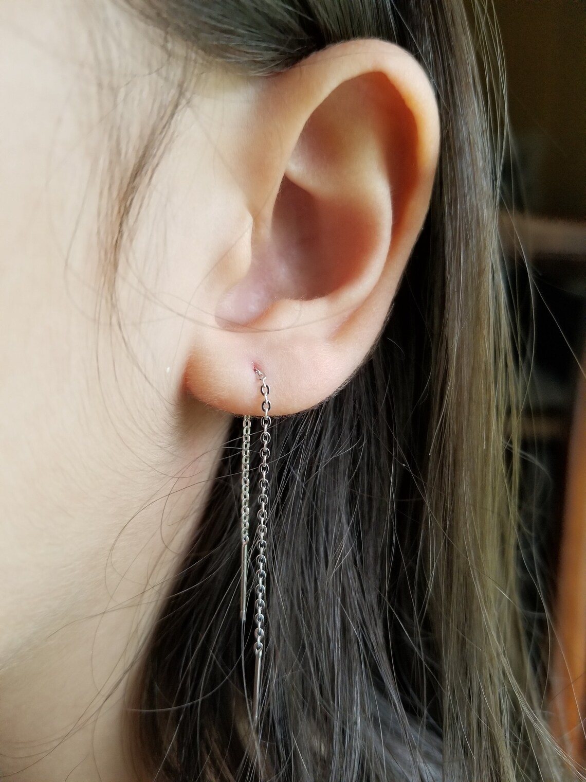 Threader Earrings Sterling Silver Long Threader Earrings | Etsy