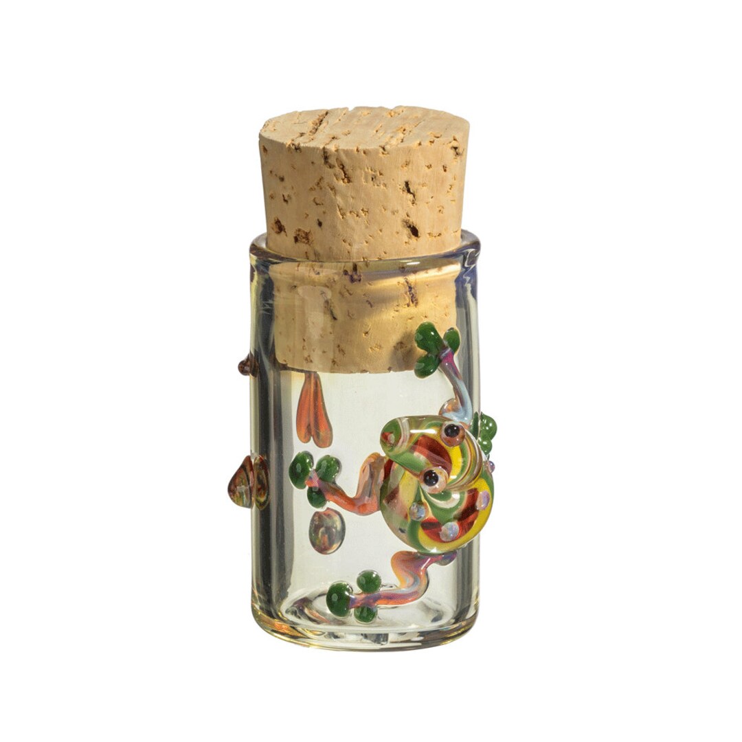 Hand Blown Glass Jar Frog With Cork - Etsy