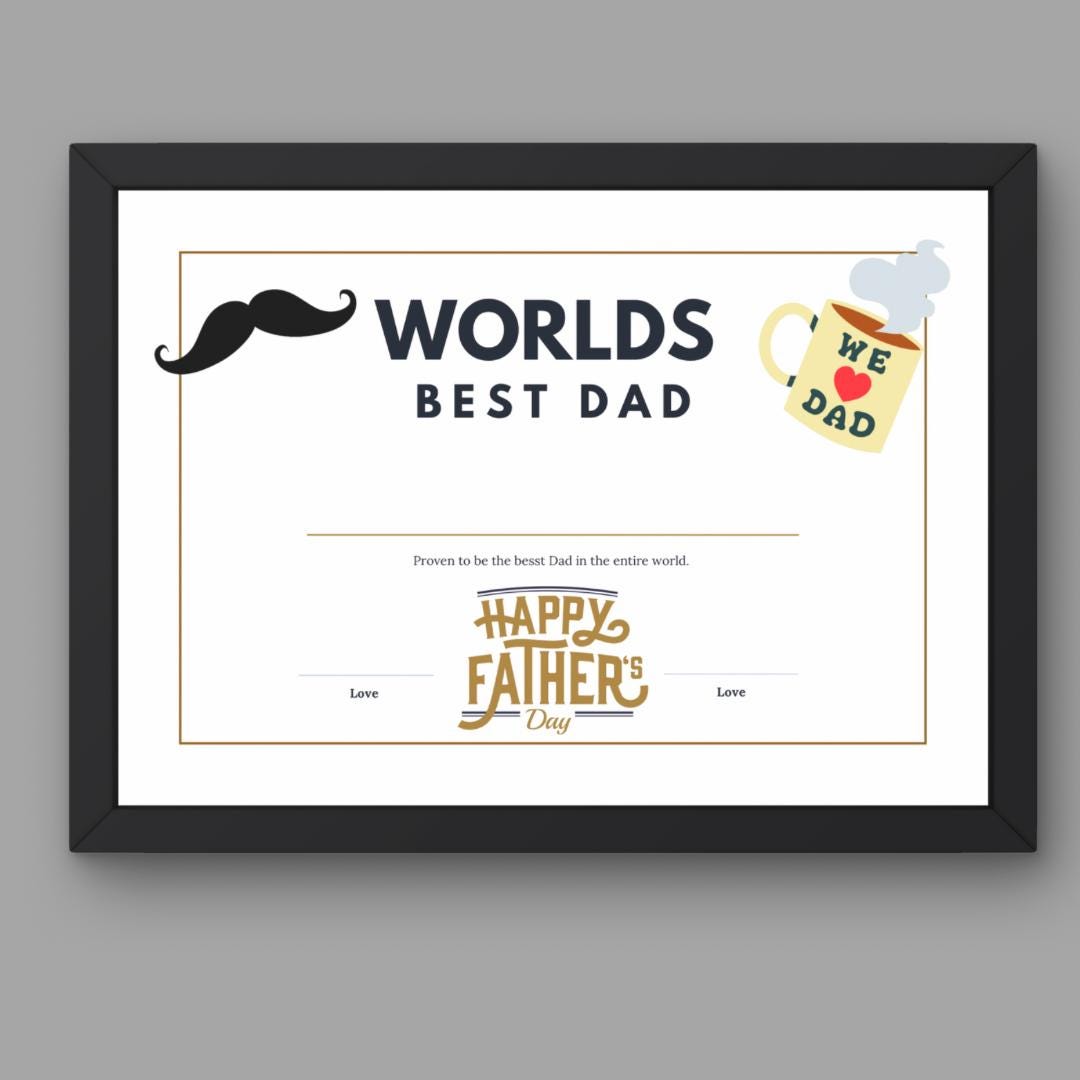 Worlds Best Dad Certificate - Etsy