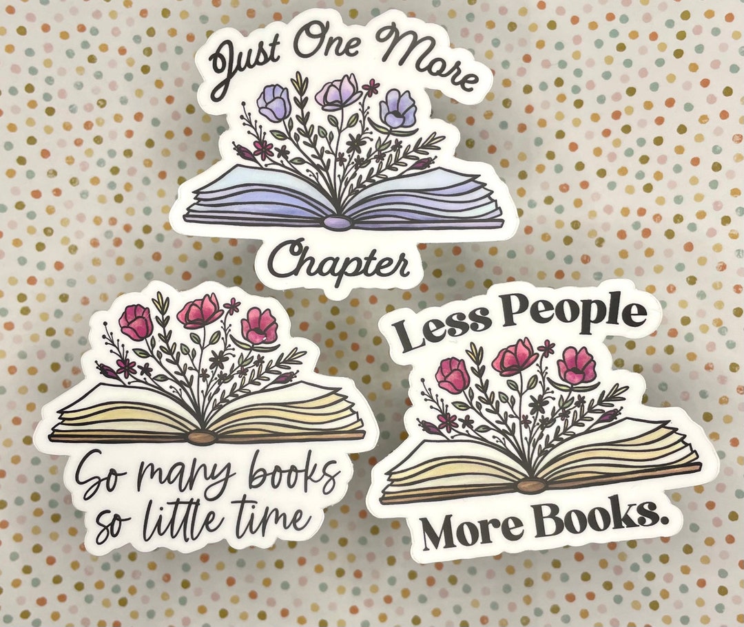 Book Lover Sticker Set, Floral Book Stickers, Laptop Decals - Etsy