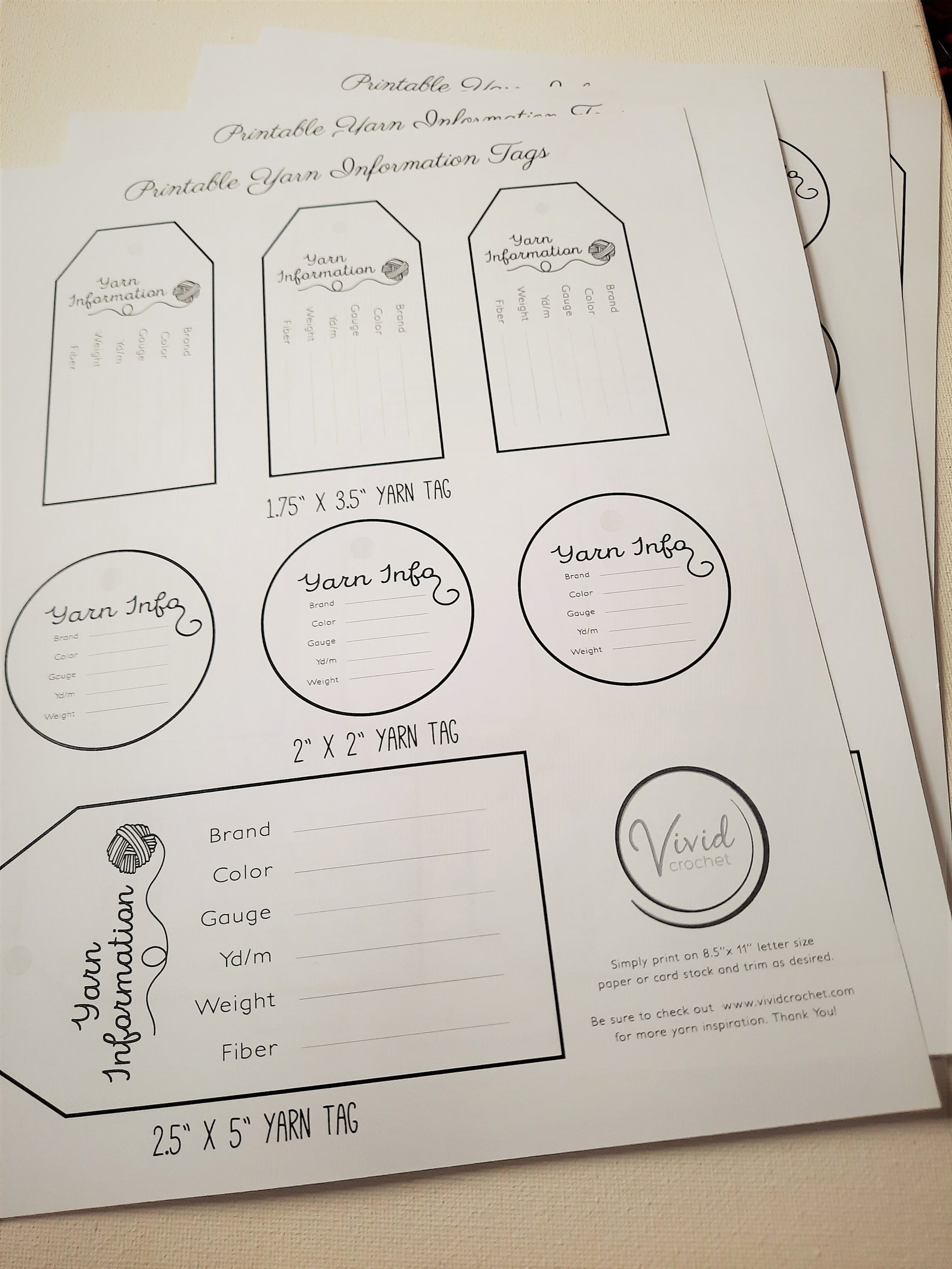 PRINTABLE Yarn Stash Information Tag Bundle, Simple Print at Home, Yarn ...