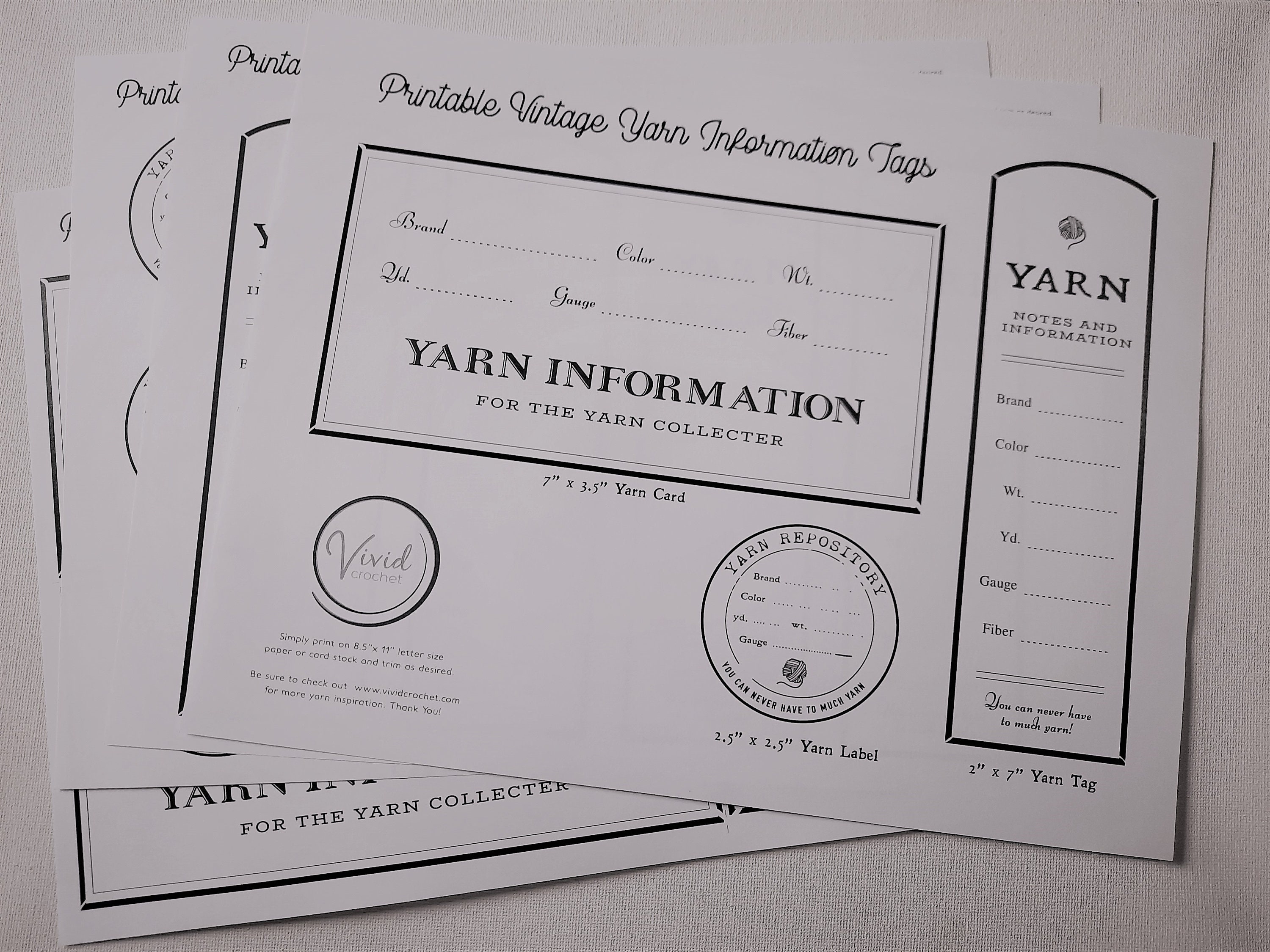 PRINTABLE Vintage Style Yarn Information Cards & Labels Bundle, Print ...