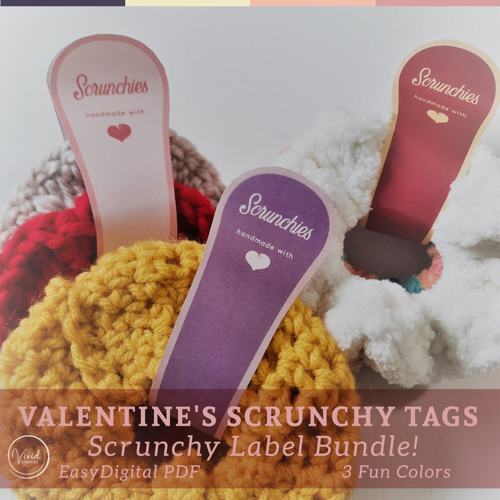 Valentine Scrunchy Tags: Handmade Scrunchies Display (printable PDF) - Etsy