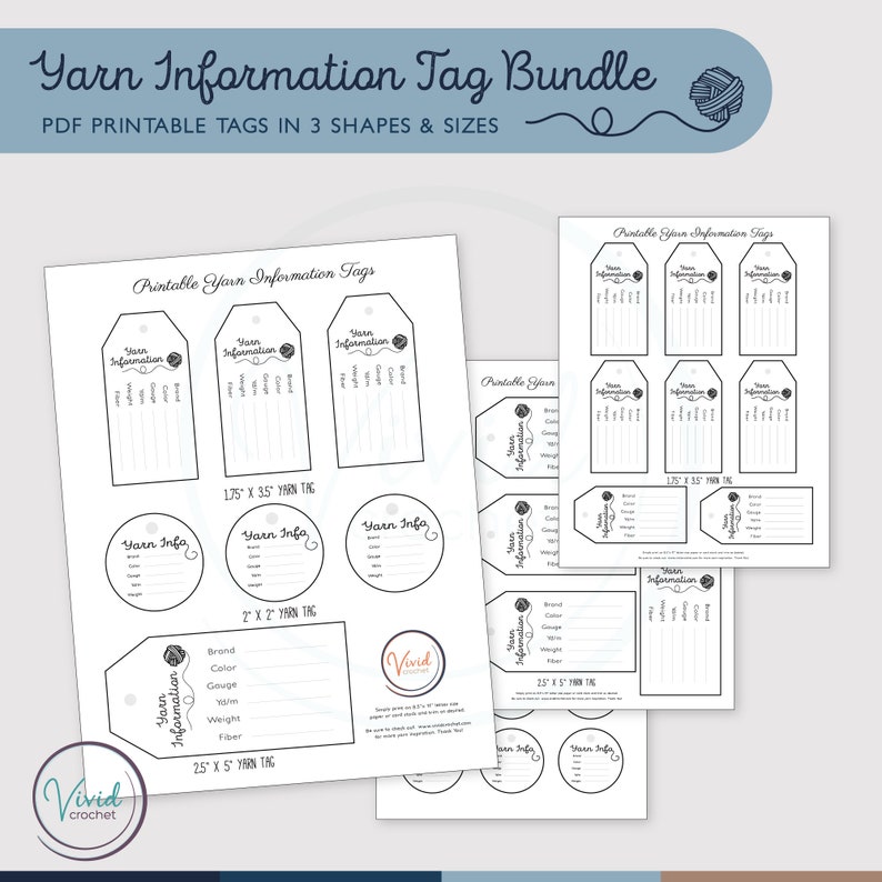 PRINTABLE | Yarn Stash Information Tag Bundle, Simple Print at Home ...