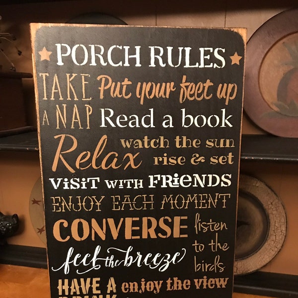Porch Rules Sign - Etsy